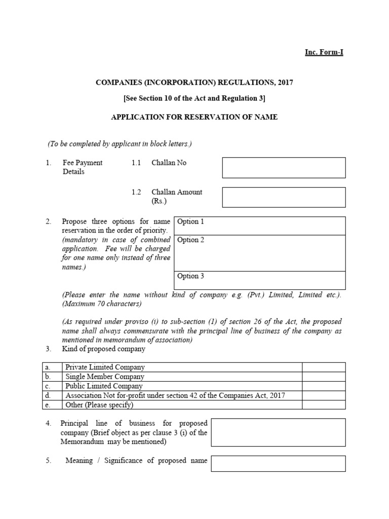 Company Name Reservation Application | PDF | Business | Government