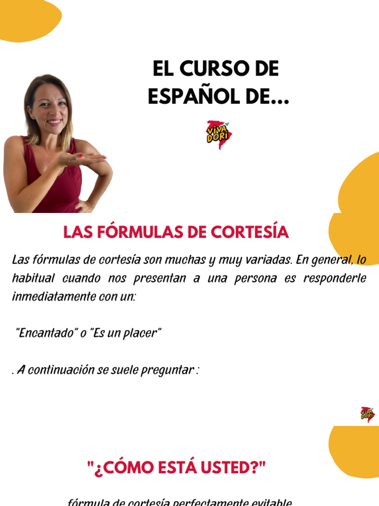Fórmulas de cortesía en español | PDF | Artes del Lenguaje y Comunicación