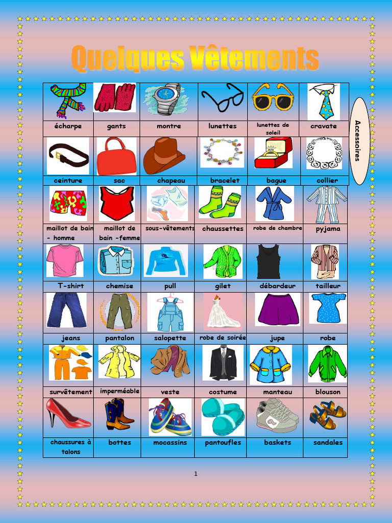 Lexique des Vêtements et Accessoires | PDF