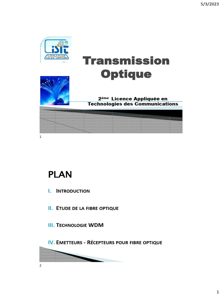 Transmission Transmission Optique - Cours - Parties - 1 - 2 - 3 | PDF