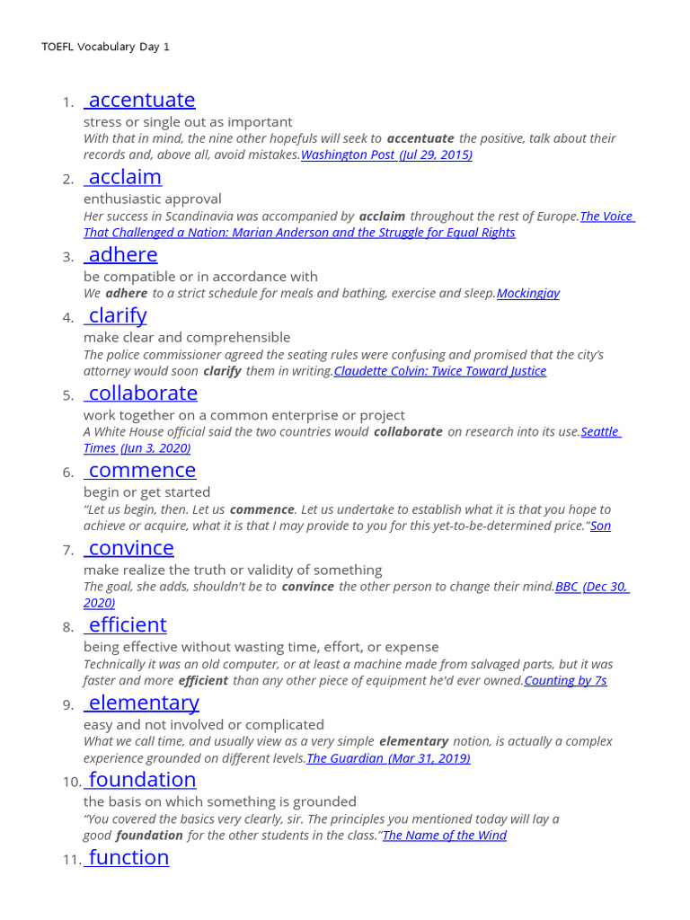 TOEFL Vocabulary TEST | PDF