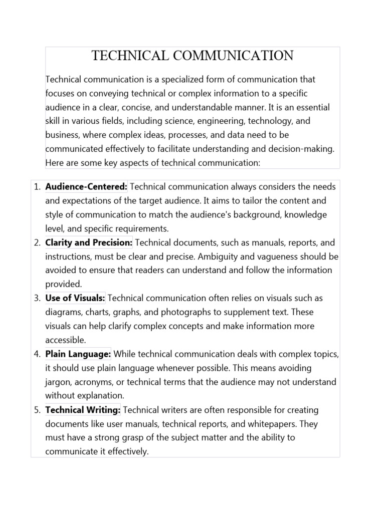 TECHNICAL COMMUNICATION | PDF | Technical Communication | Communication