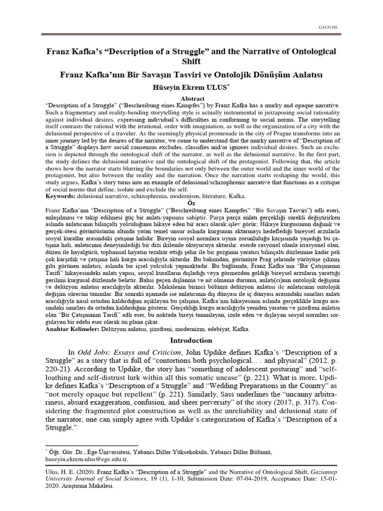 Franz Kafkas Description of A Struggle and The Na | PDF