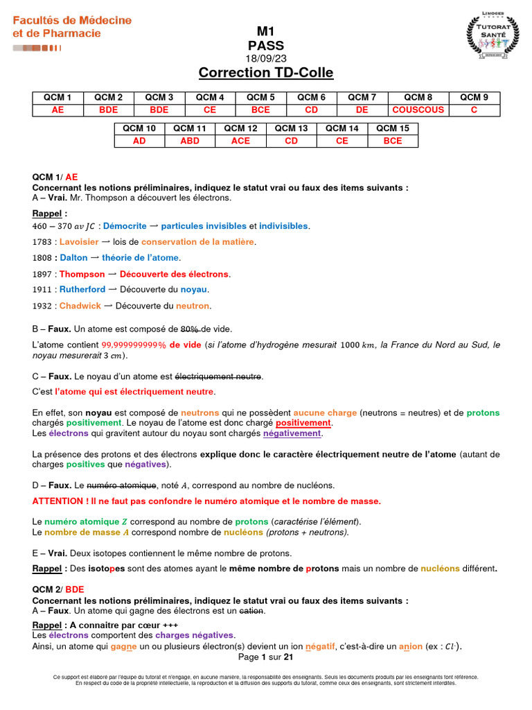 (M1) - TD-Colle - Correction | PDF