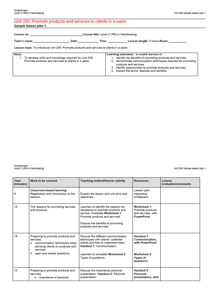 205_sample_lesson_plan_1 | PDF | Lesson Plan | Teaching Method
