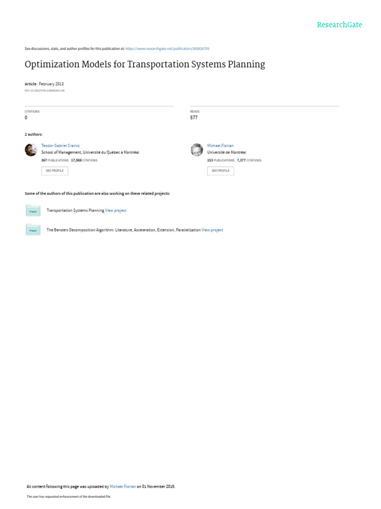 Journal Network Optimization Models Assignment and Transportation | PDF | Transport | Cargo
