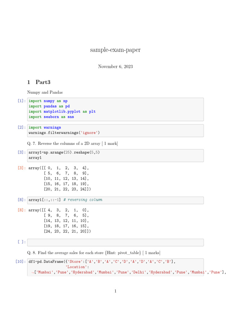 Sample Exam Paper | PDF
