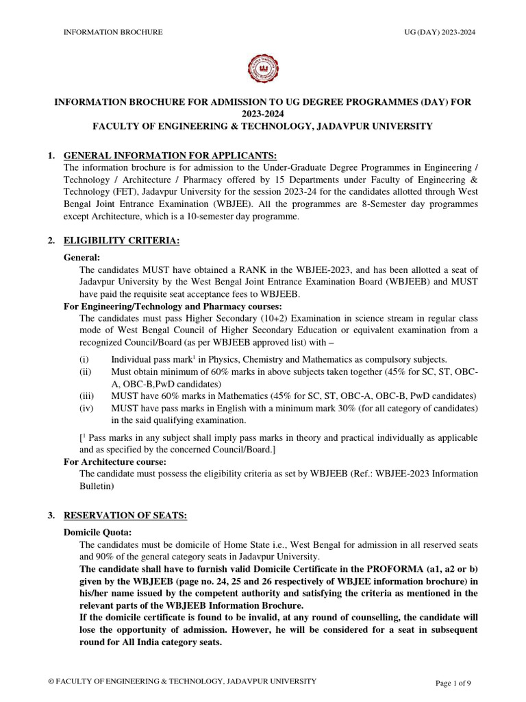 Ug Admission Brochure | PDF