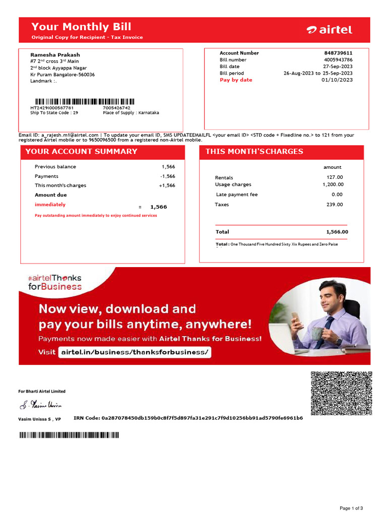 SepTelephone Bill | PDF