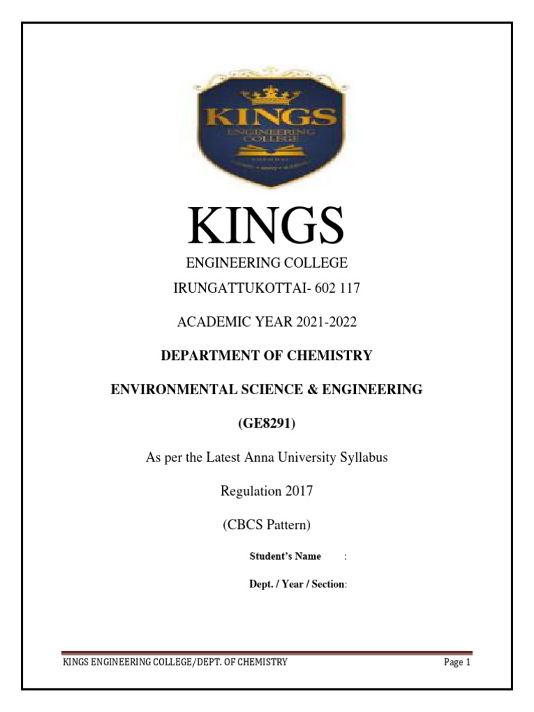 GE8291 Environmental Science Syllabus | PDF