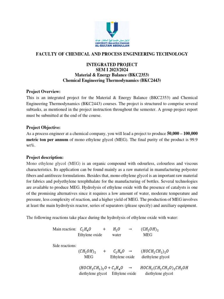 MEB Project Sem I 20232024 | PDF | Ethylene | Chemical Substances