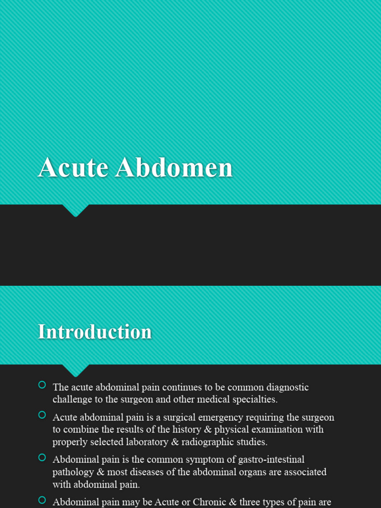 Acute Abdomen | PDF | Gastroenterology | Diseases And Disorders