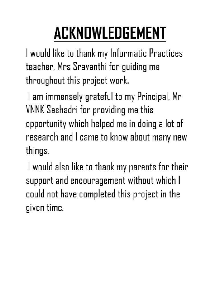 Acknowledgement Page | PDF