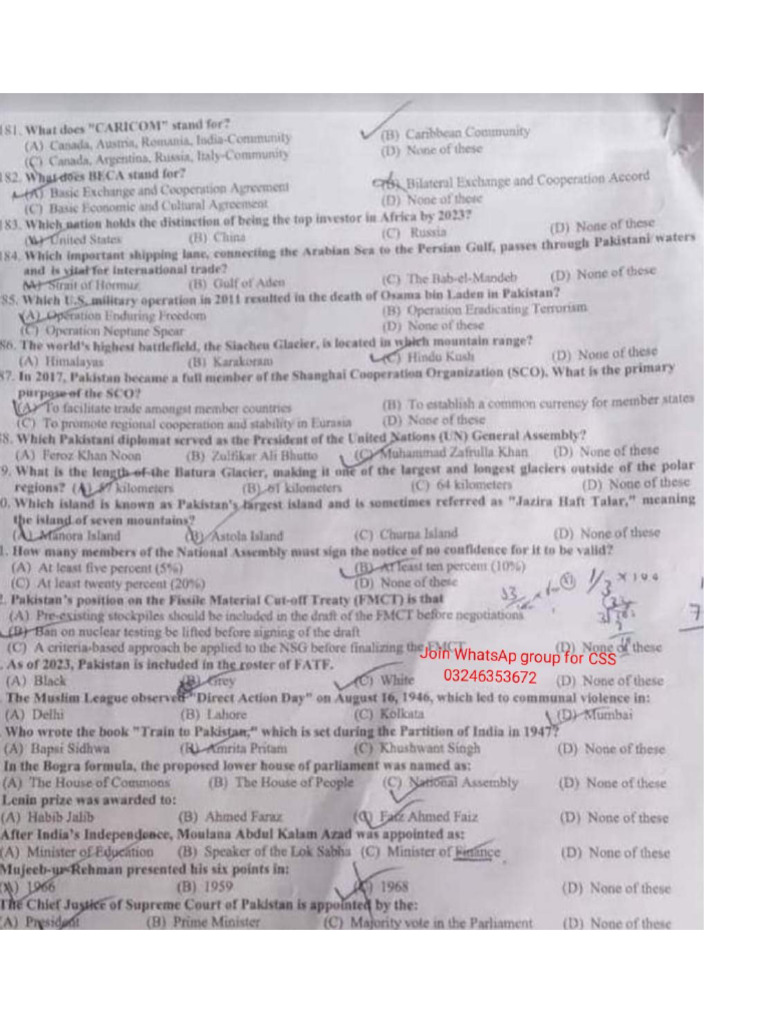 Today CSS Paper Batch-1 | PDF