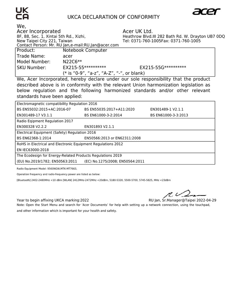 UKCA Acer 1.0 A A | PDF