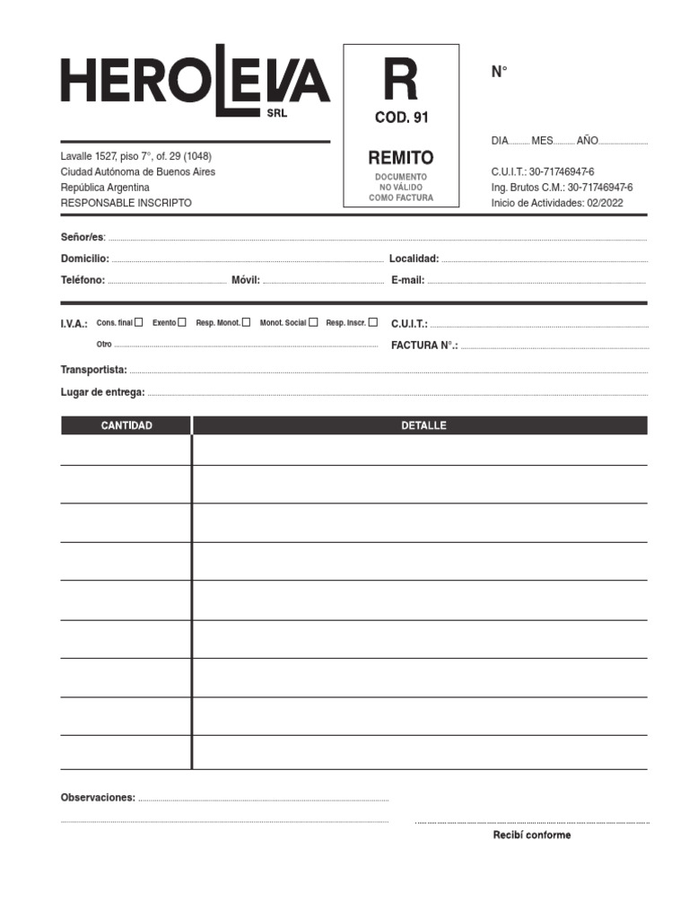 Remito Heroleva | PDF