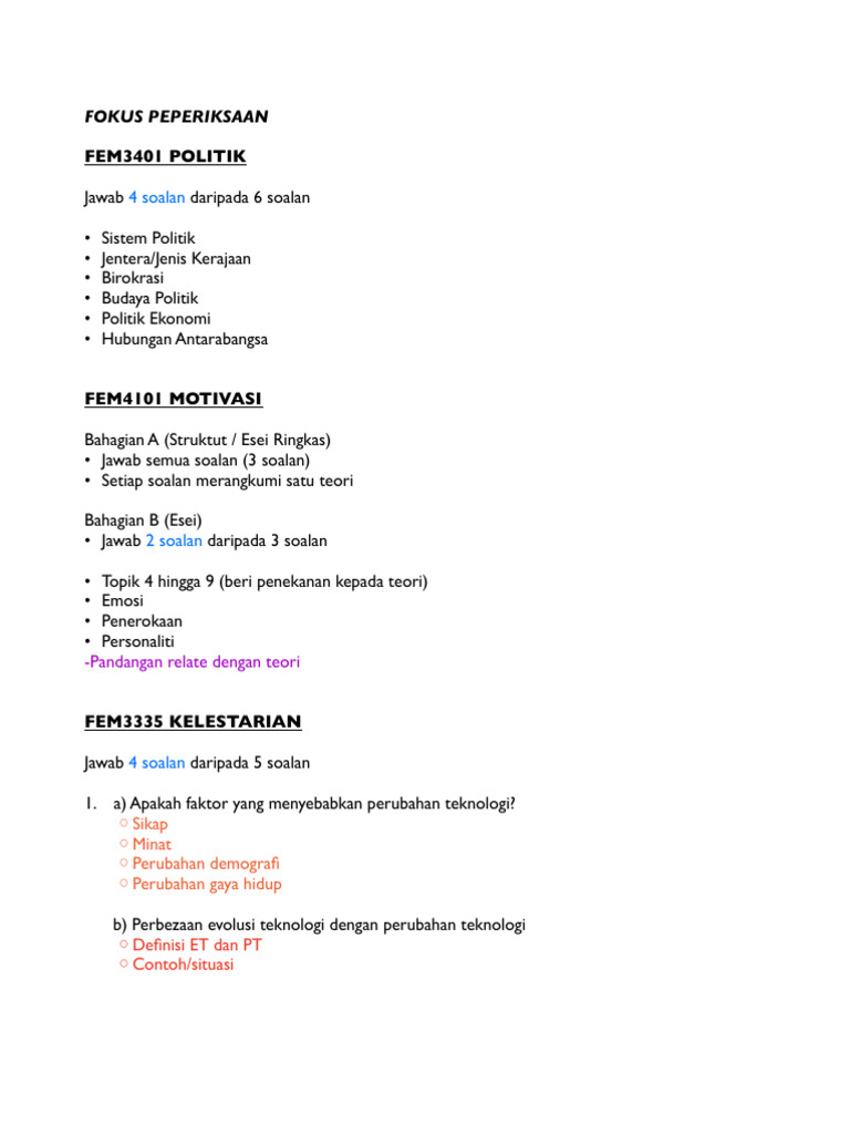 Fokus Peperiksaan Akhir | PDF