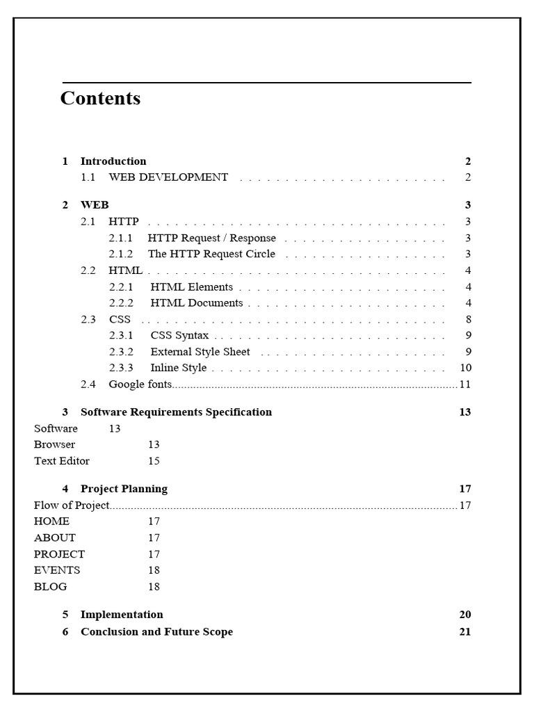 Web Development Report | PDF | Html Element | Html
