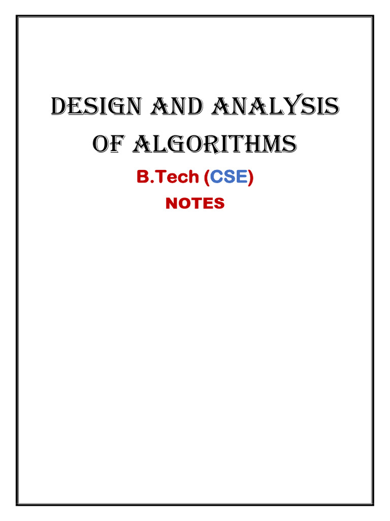 Design and Analysis-Unit 1 | PDF | Applied Mathematics | Mathematical Logic
