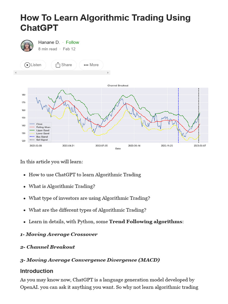 How To Learn Algorithmic Trading Using ChatGPT - by Hanane D. Medium ...