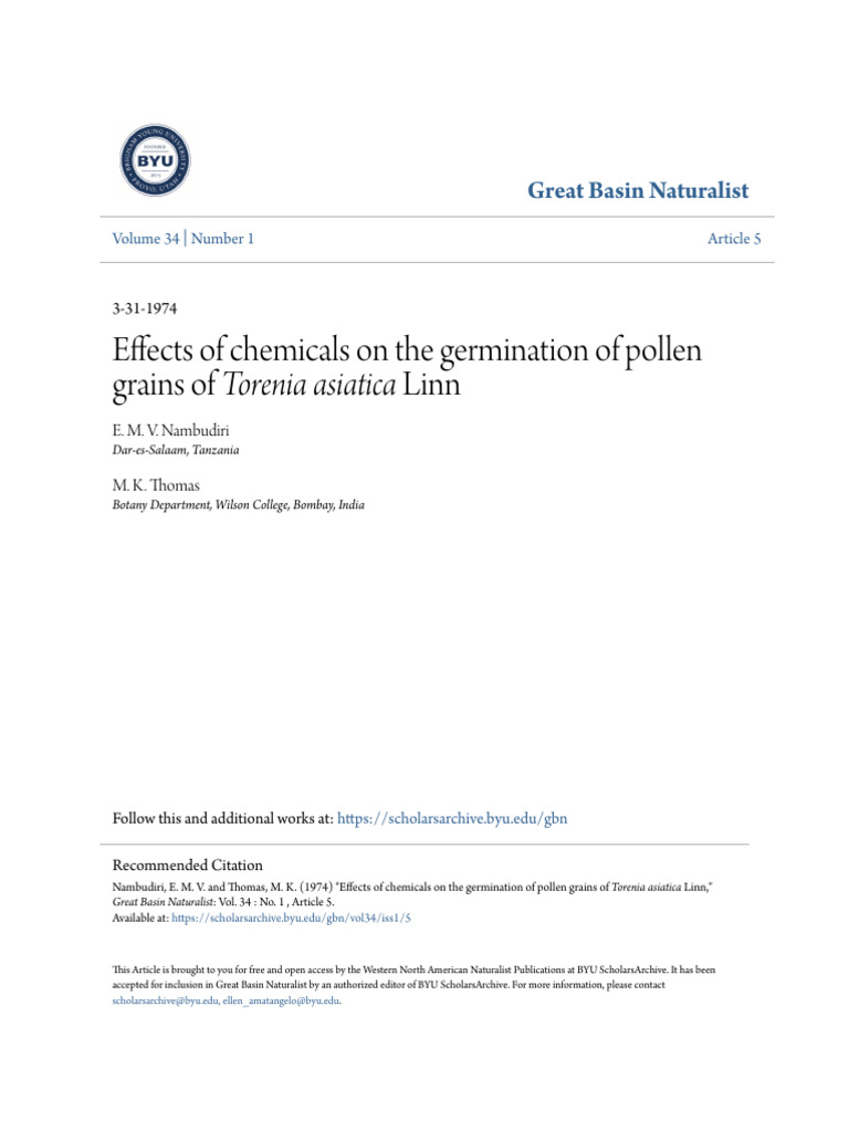Effects of Chemicals On The Germination of Pollen Grains of - I - To ...