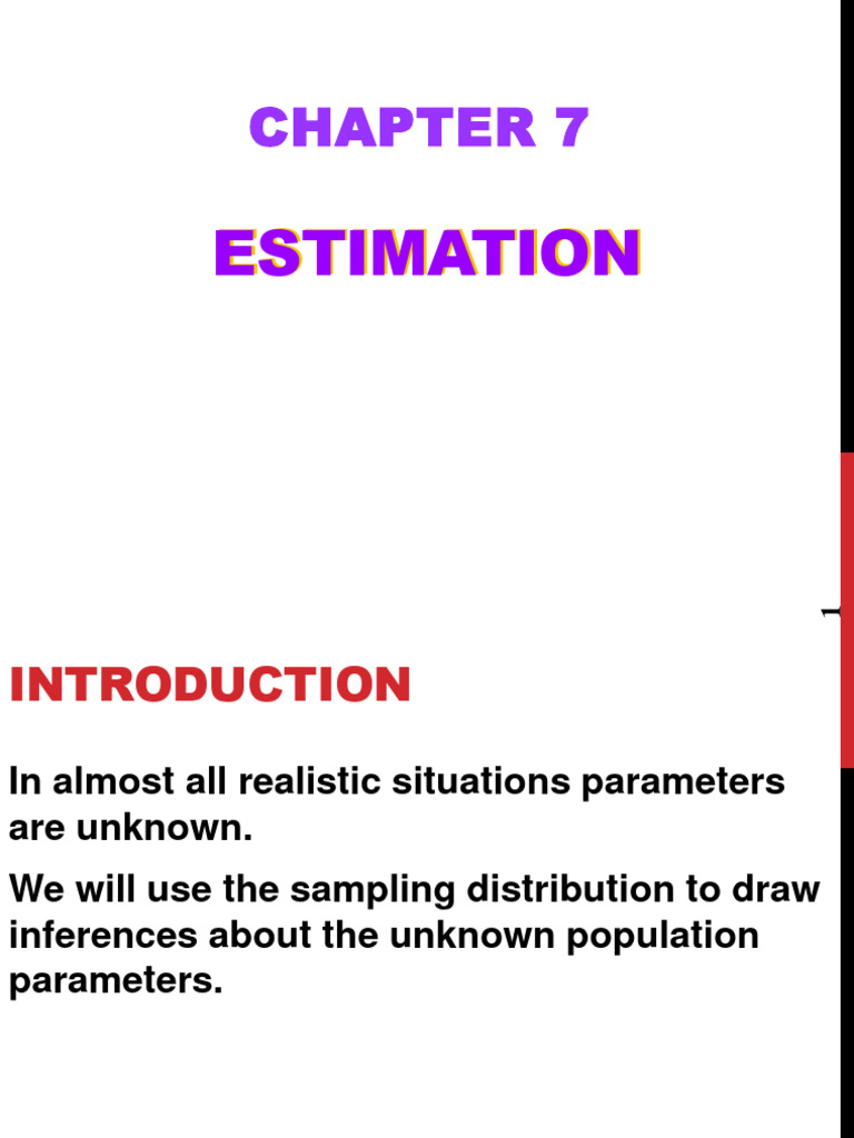Chapter 7 Estimation | PDF | Confidence Interval | Statistical Inference Chapter 7 Estimation | PDF | Confidence Interval | Statistical Inference