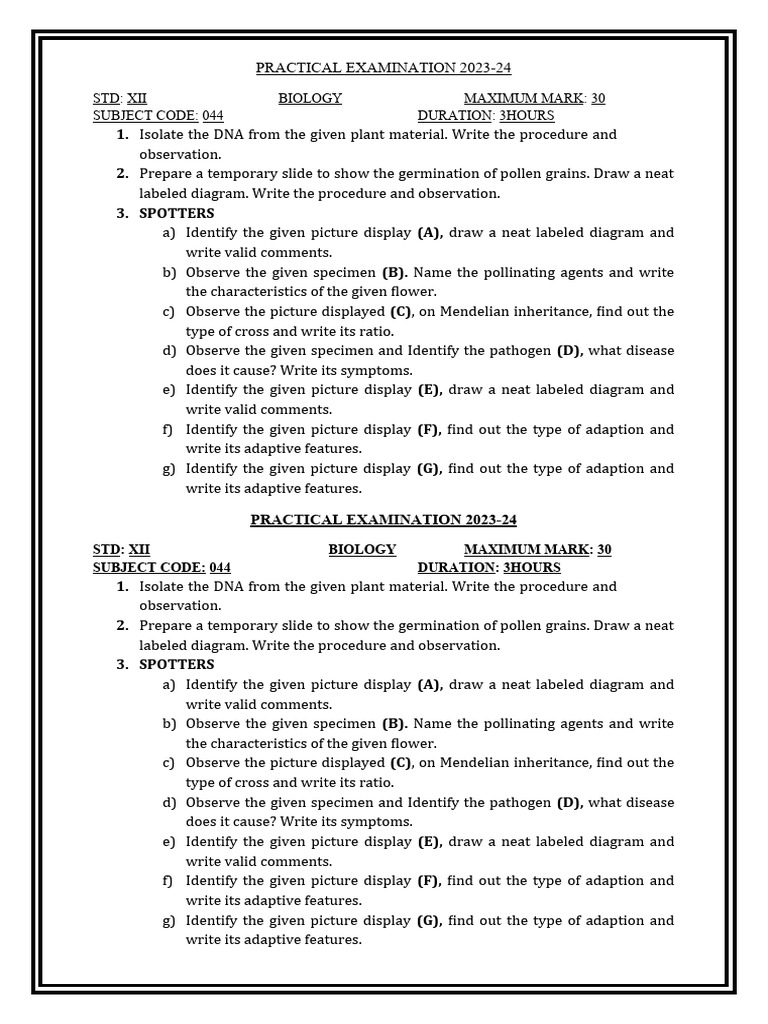 Biology Practical | PDF | Flowers | Pollination