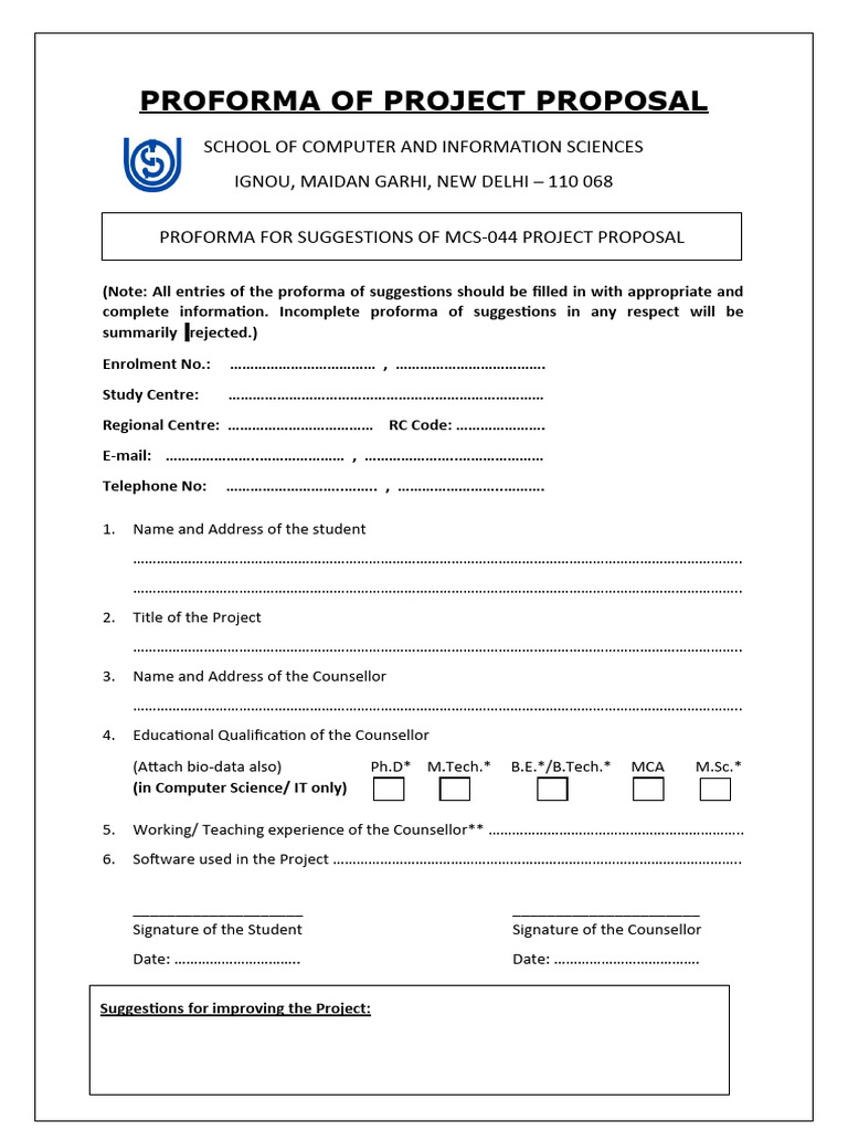 Proforma of Project Proposal | PDF