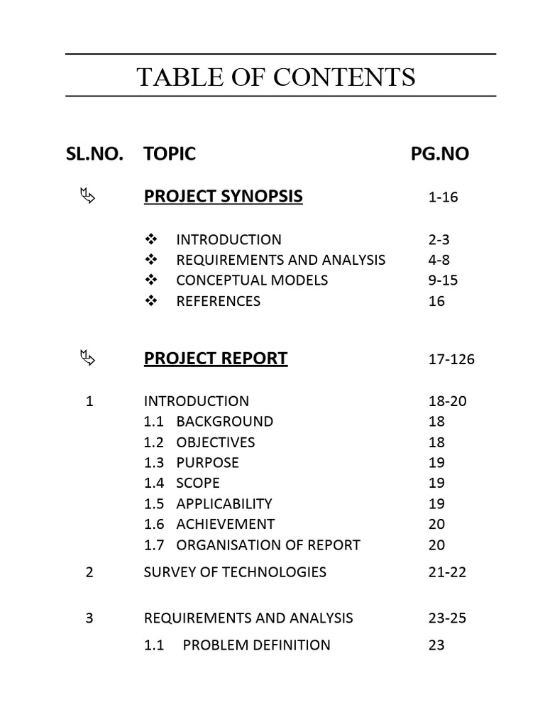 SL - NO. Topic PG - No: Project Synopsis | PDF | Conceptual Model ...