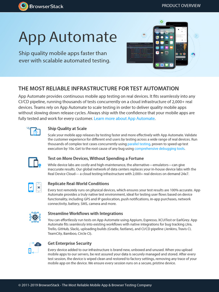App Automate Two Pager | PDF | Mobile App | Automation