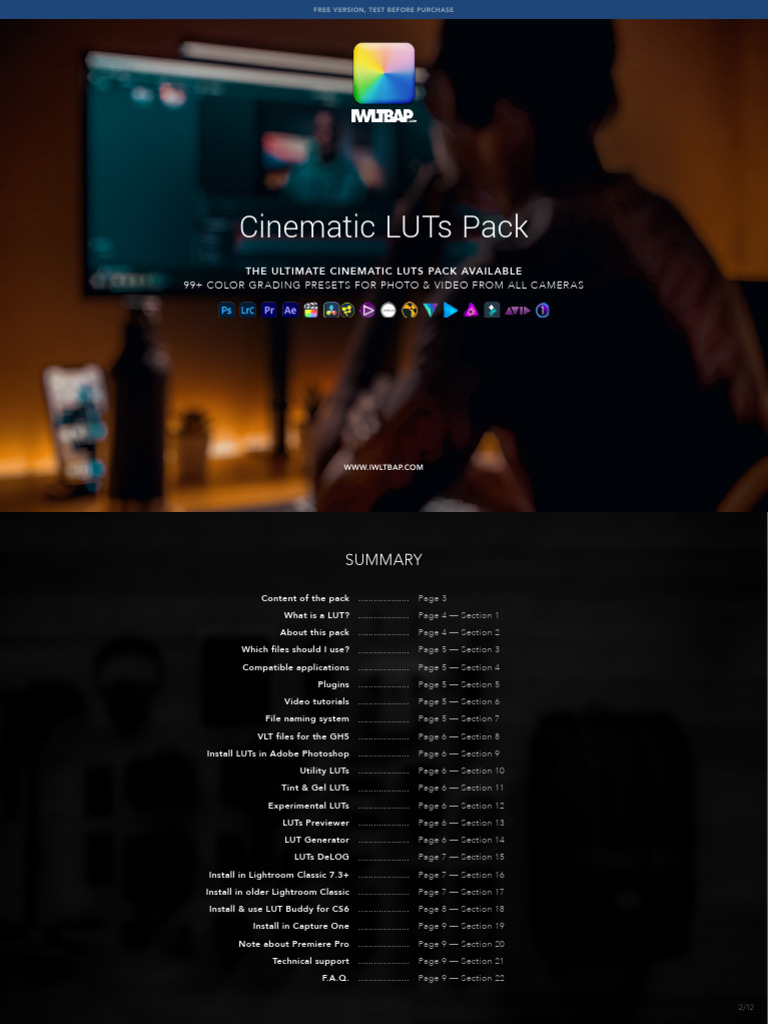 About - LUTs Color Grading Pack by IWLTBAP (Free) | PDF | Adobe ...