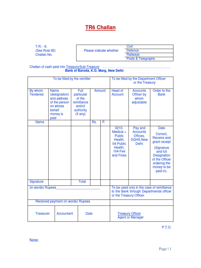 TR6 Challan | PDF