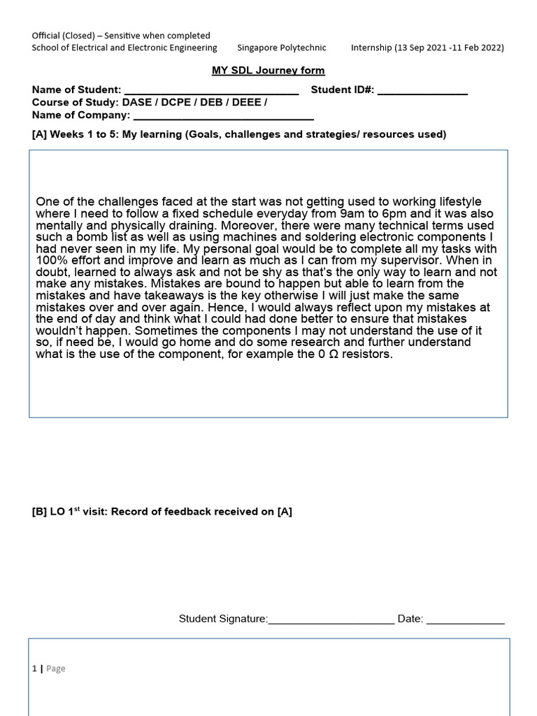 My SDL Journey Form Sep 2021 - Feb 2022 | PDF | Cognitive Science ...