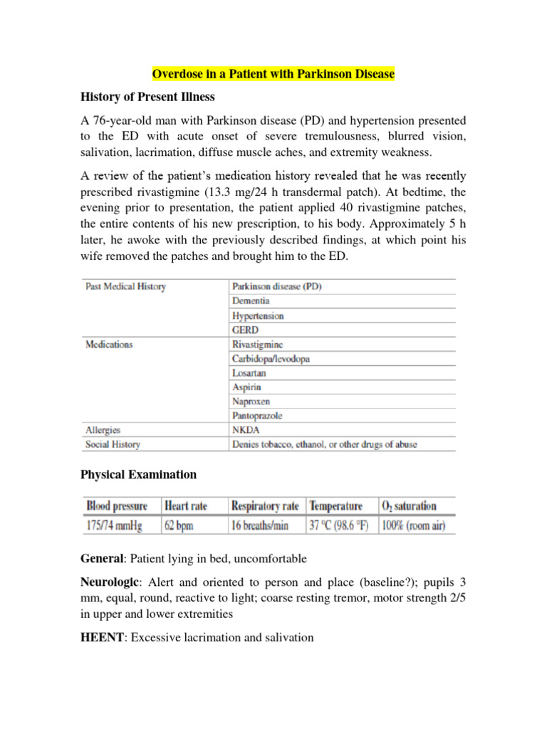 Overdose in A Patient With Parkinson Disease - 231116 - 122758 | PDF ...