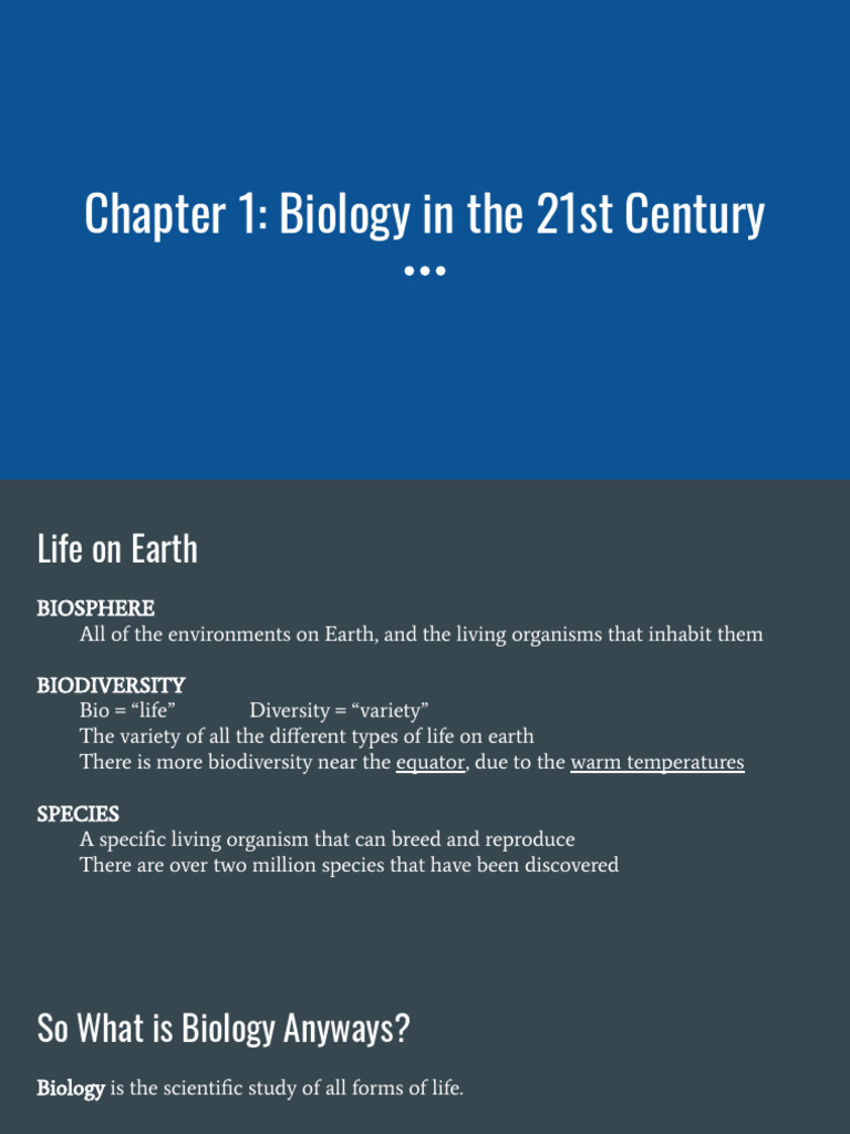 Chapter 1 - Biology in The 21st Century | PDF | Life | Biology