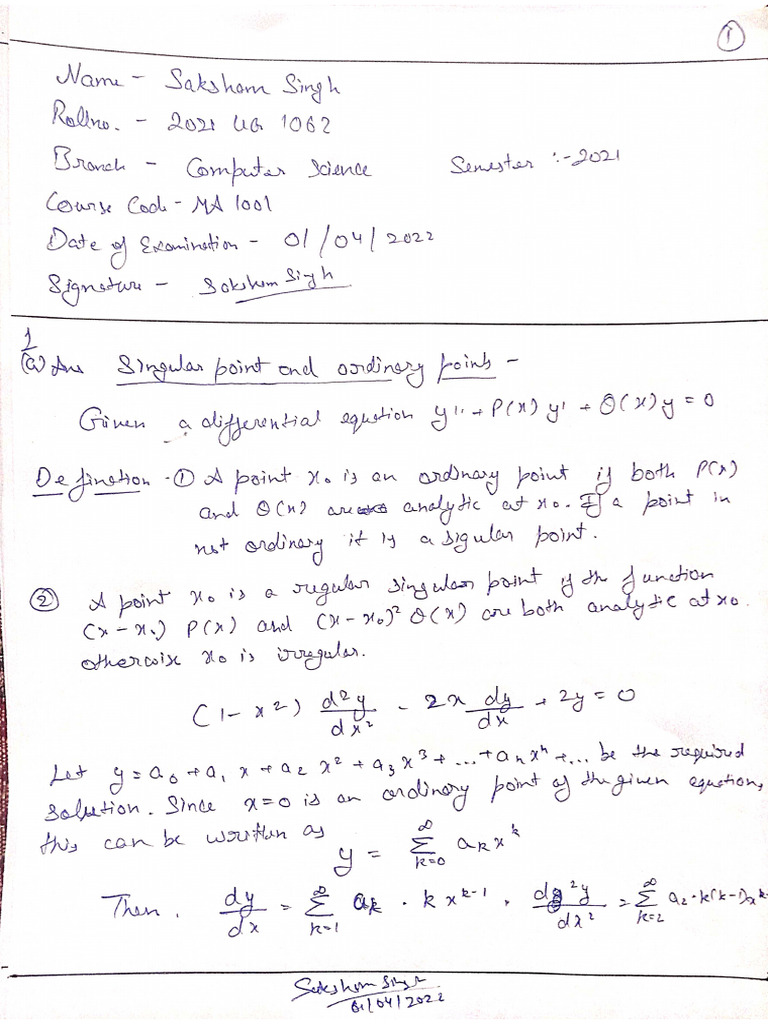 2021ug1062, Ma1001 | PDF