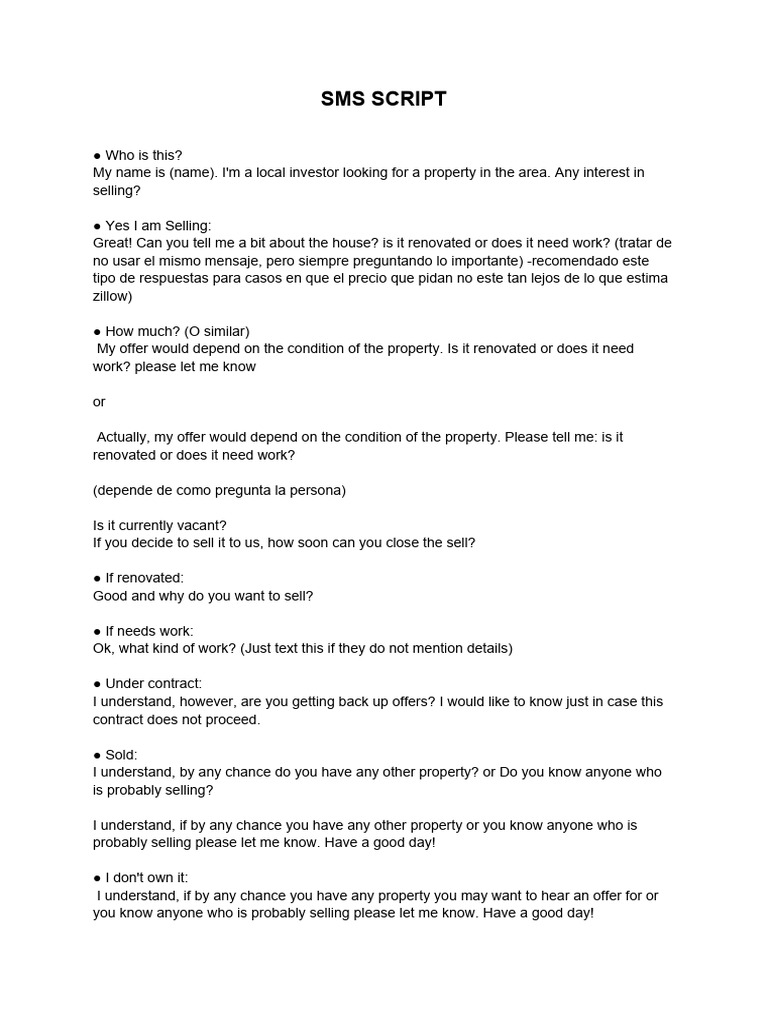 SMS Script | PDF