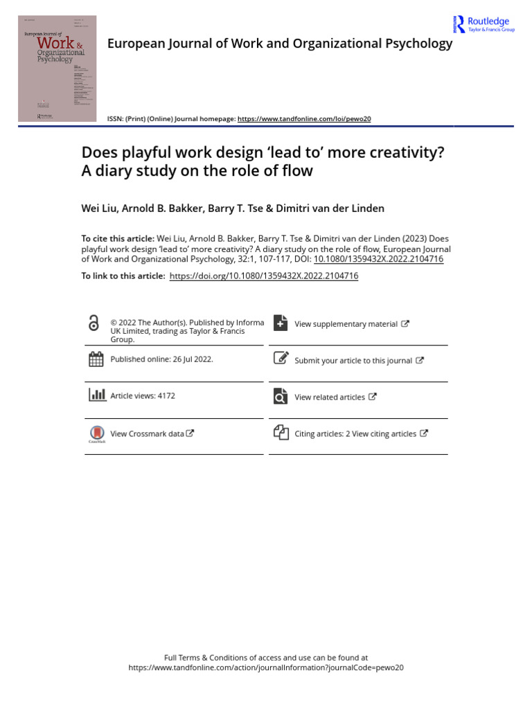 Does Playful Work Design Lead To More Creativity A Diary Study On The ...