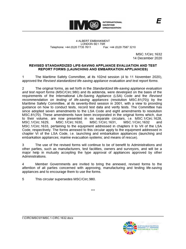 Revised Life-Saving Appliance Test Forms | PDF | Quality Assurance ...