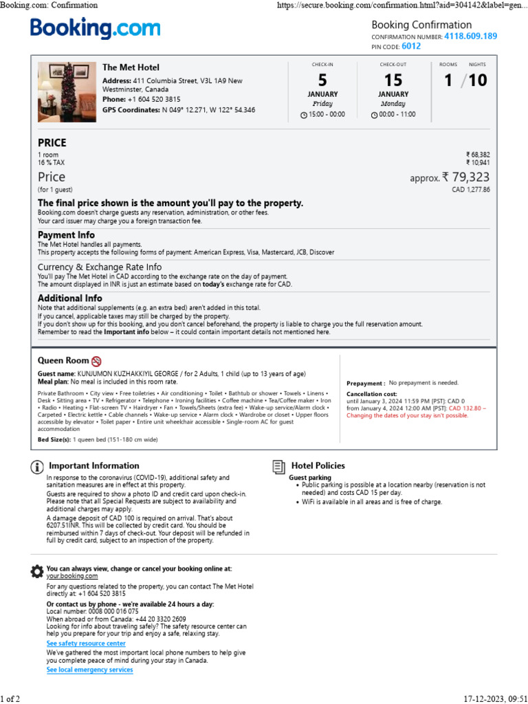 booking | PDF | Payments | Visa Inc.