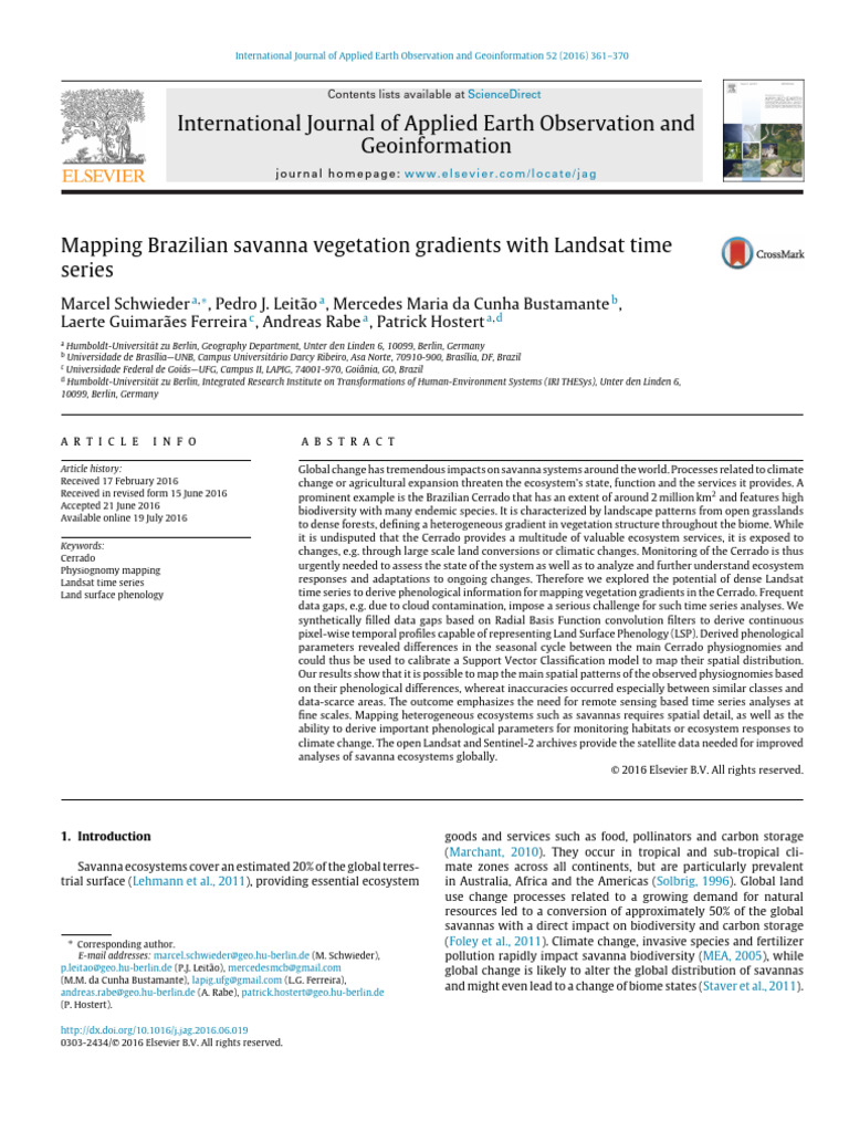 Schwieder Et Al - Mapping Brazilian Savanna Vegetation Gradients With ...