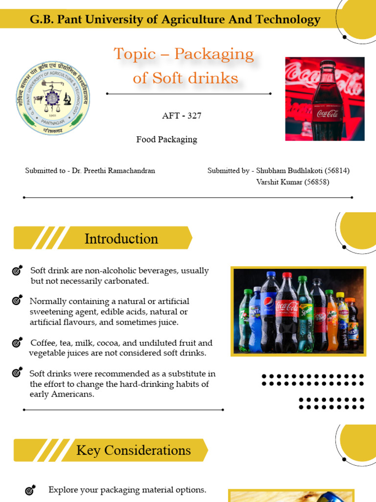 Soft Drink Packaging Materials Guide | PDF | Drink | Packaging And Labeling