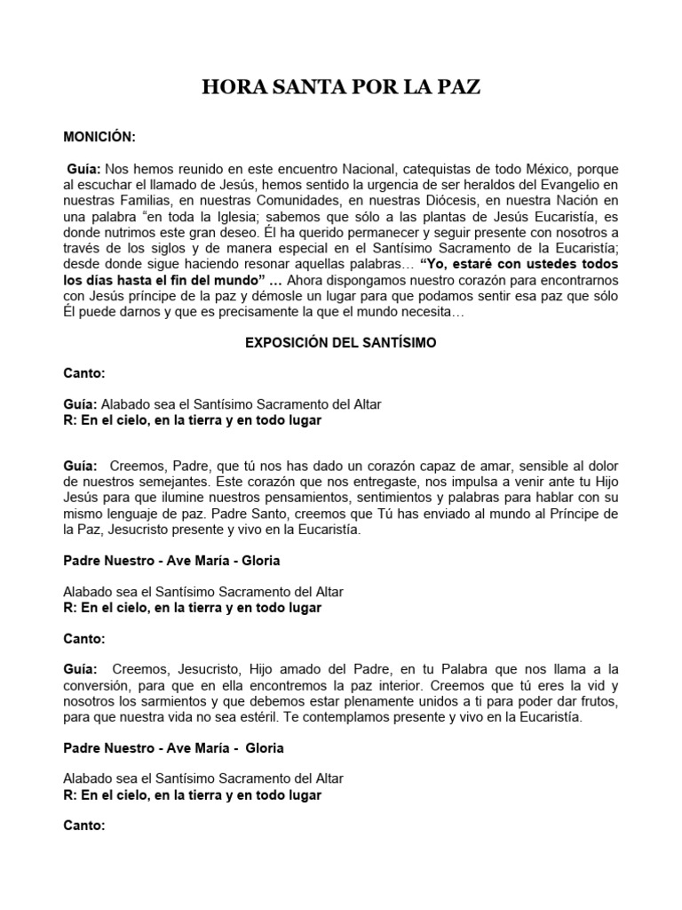 Hora Santa Por La Paz | PDF