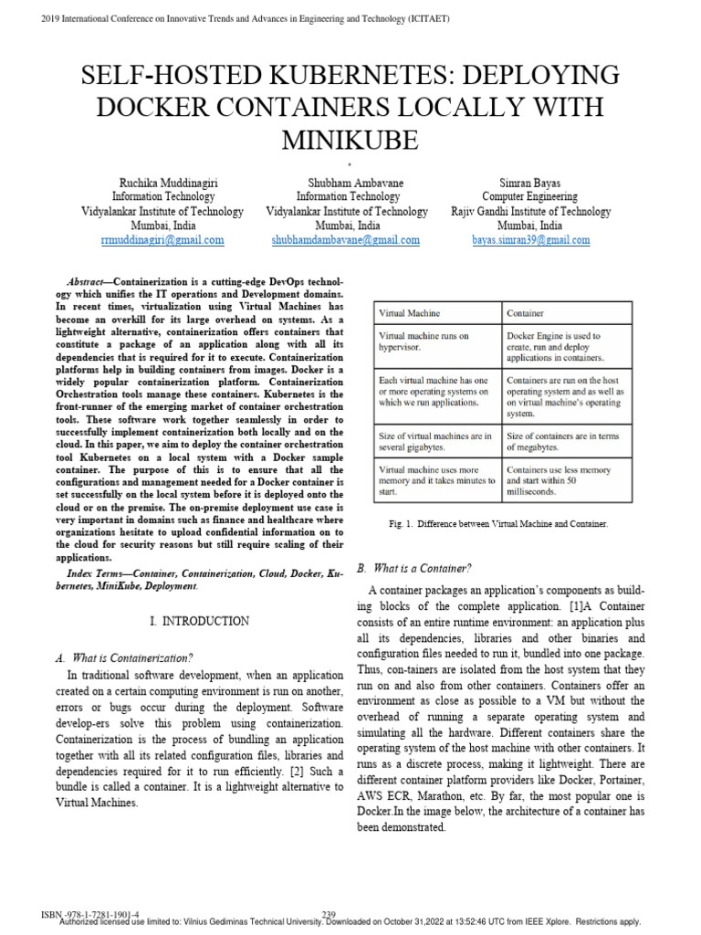 Self Hosted Kubernetes Deploying Docker Containers Locally With Minikube Pdf Cloud Computing
