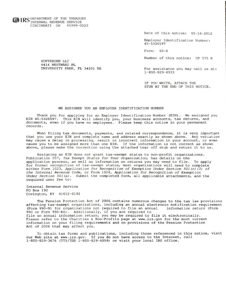 EIN Business Letter | PDF