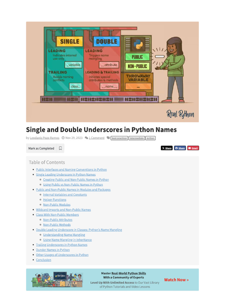 How To Use Underscores in Python Names | PDF