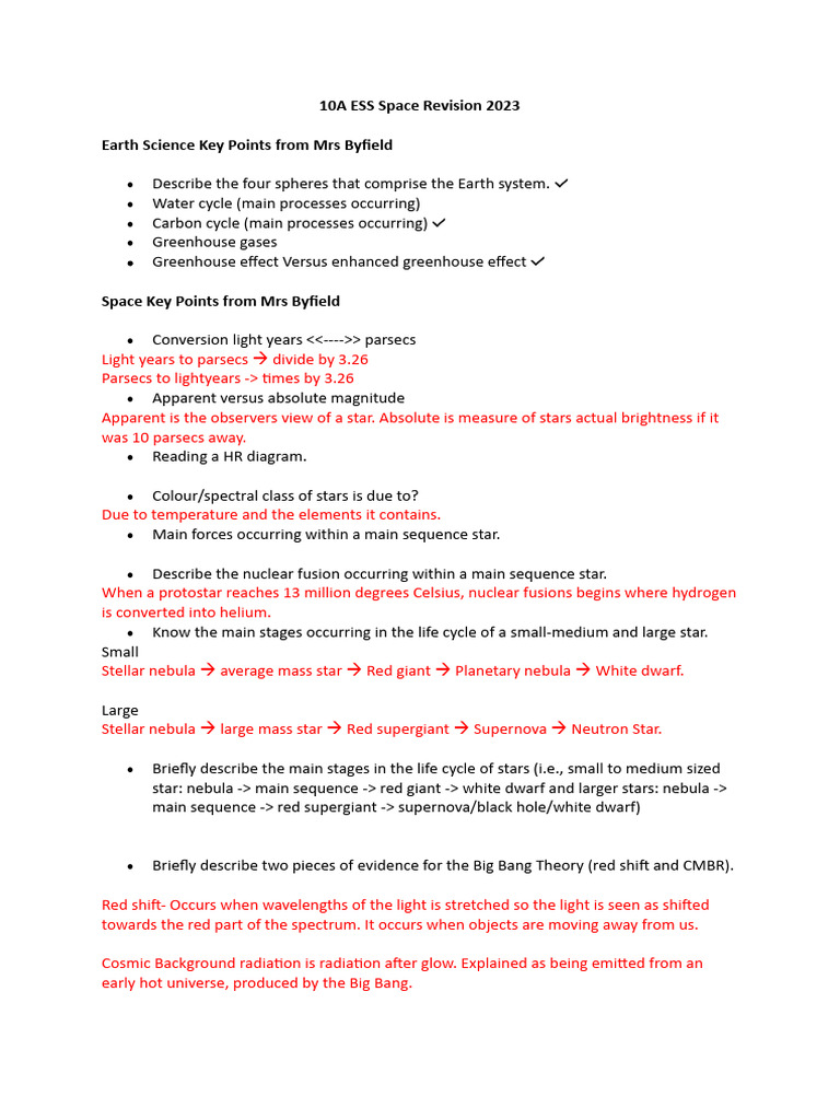 10A ESS Space Revision 2023 | PDF