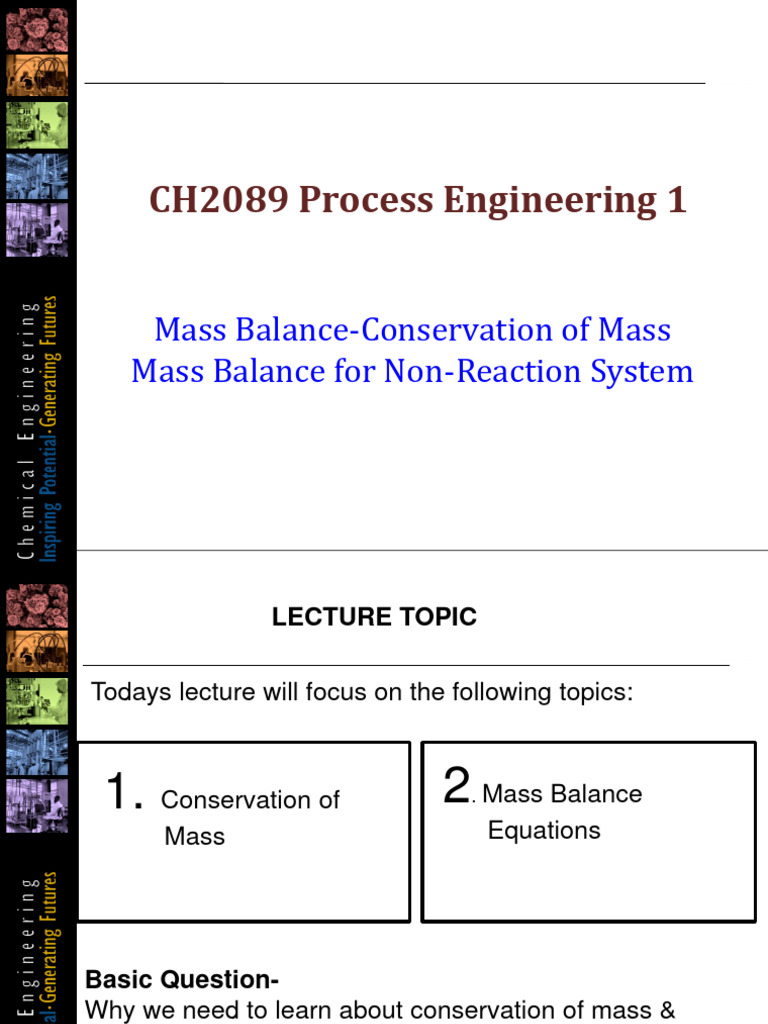 L3-Conservation of Mass - Non-Reactive Material Balance | PDF | Steady ...