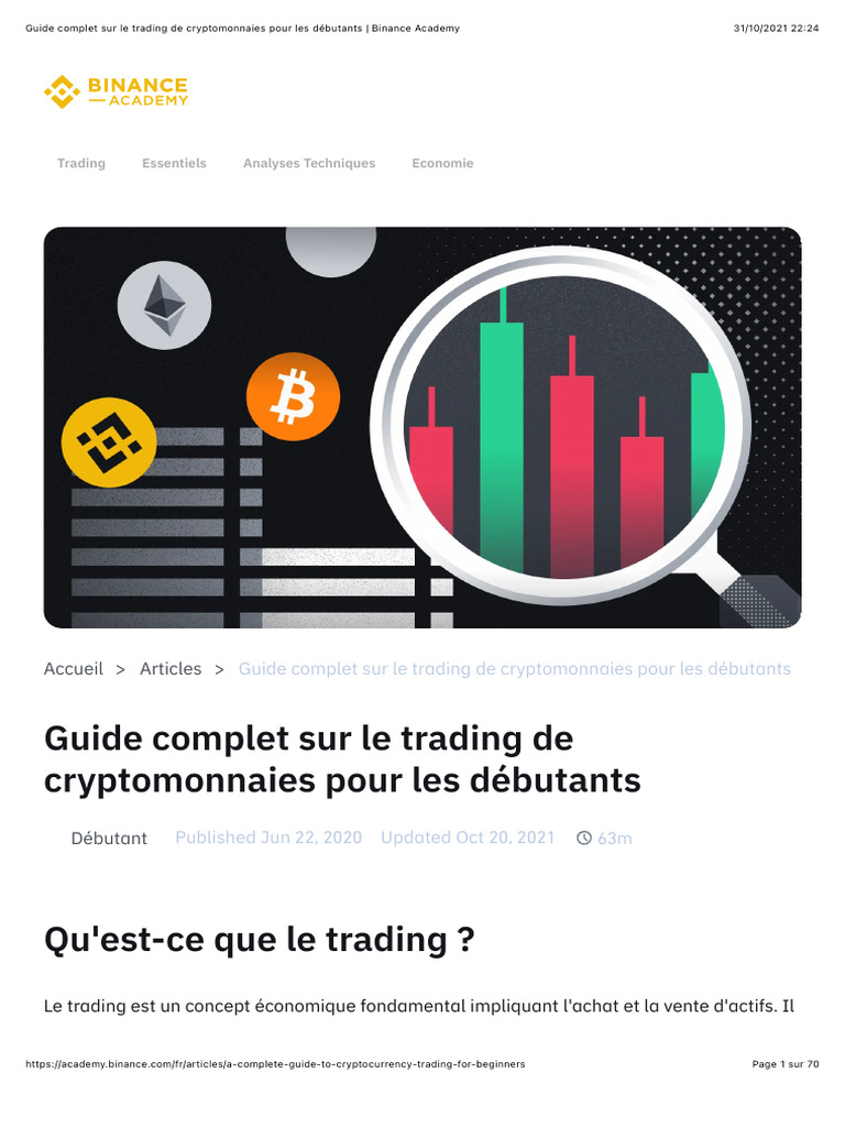 Guide Complet Sur Le Trading de Cryptomonnaies Pour Les Débutants - Binance Academy | PDF