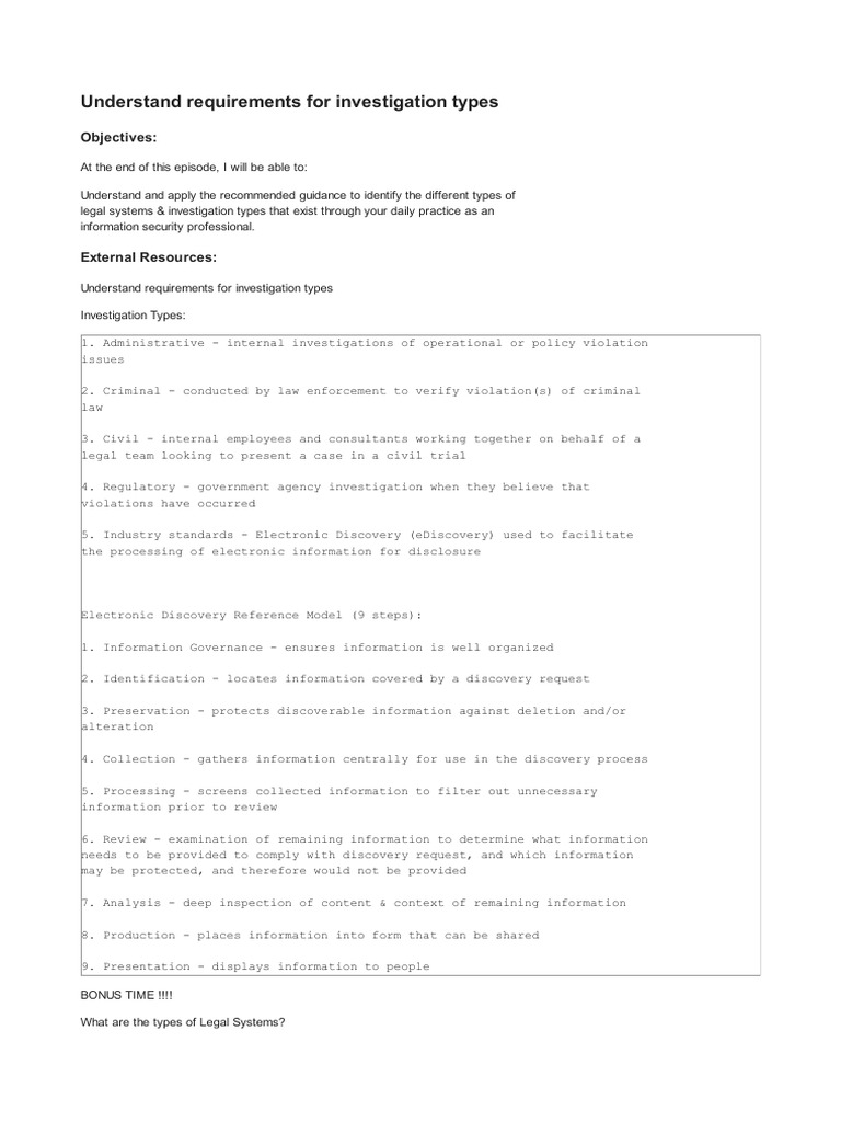 Isc2 Cissp 1 7 1 Understand Requirements For Investigation Types | PDF ...
